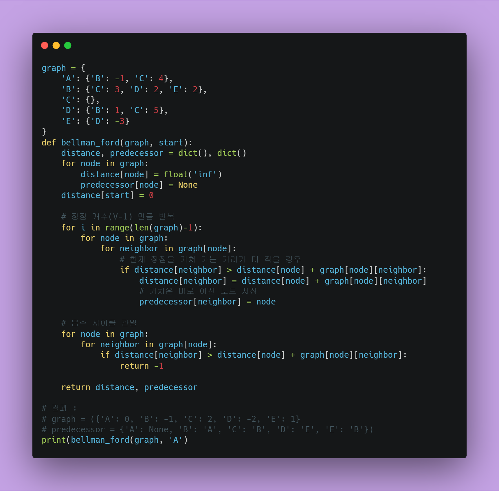 [Python] 최단 경로 - 벨만 포드(Bellman-Ford) 알고리즘 구현하기